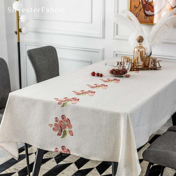 Floral Tablecloth丨Off White Tablecloth丨Rectangle Tablecloth ...